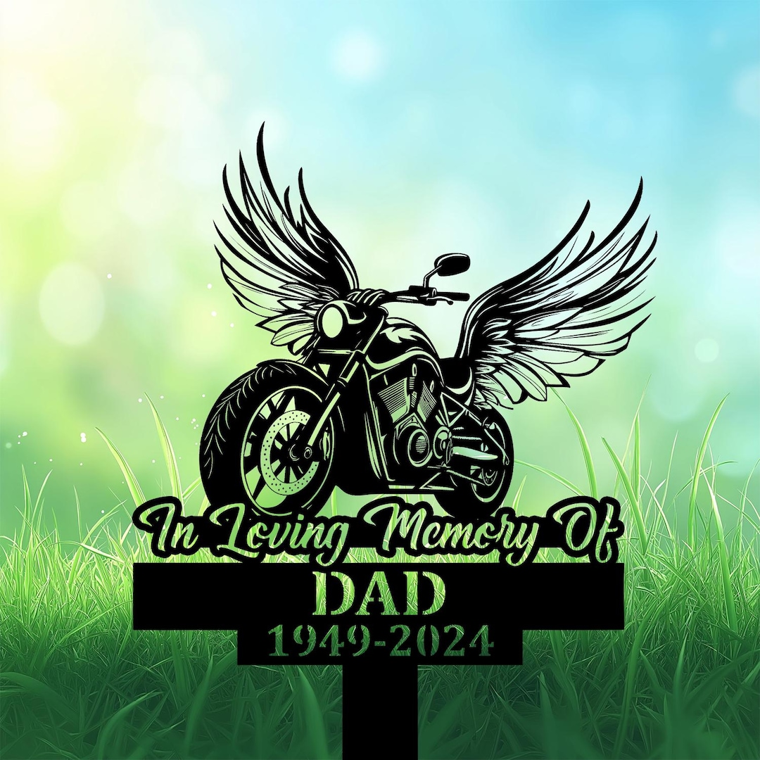 Personalized Motorcycle Memorial Garden Stakes, Motorcycle With Wings ...