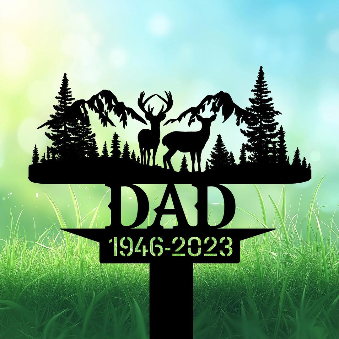 Personalized Hunter Memorial Garden Stakes Couple Deer Dad Grave Marker ...