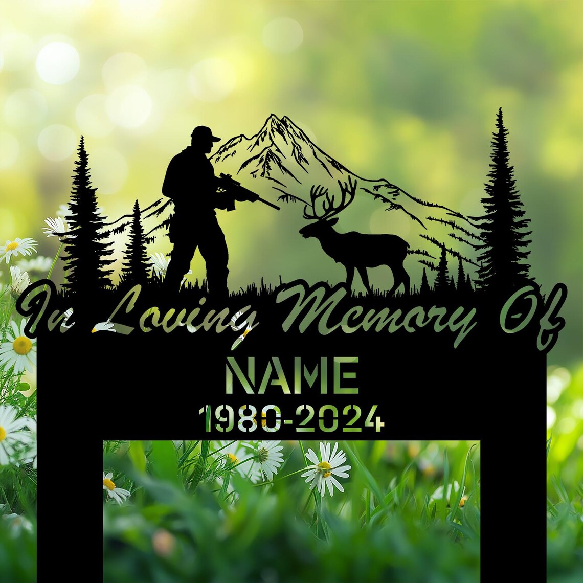 Personalized Hunter Memorial Garden Stakes, Mountain Deer Hunting ...