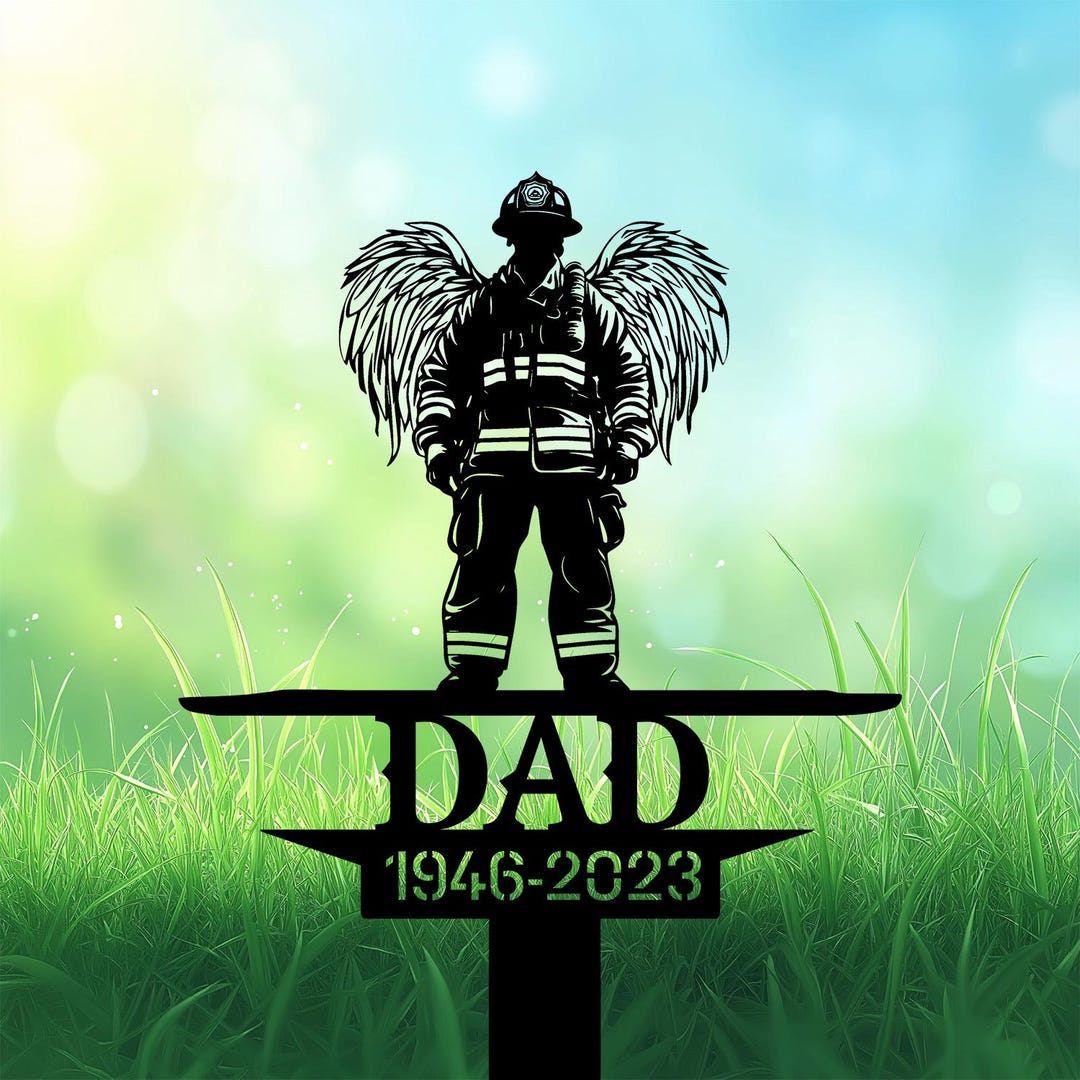 Personalized Firefighter Memorial Garden Stakes, Angel Firefighter ...