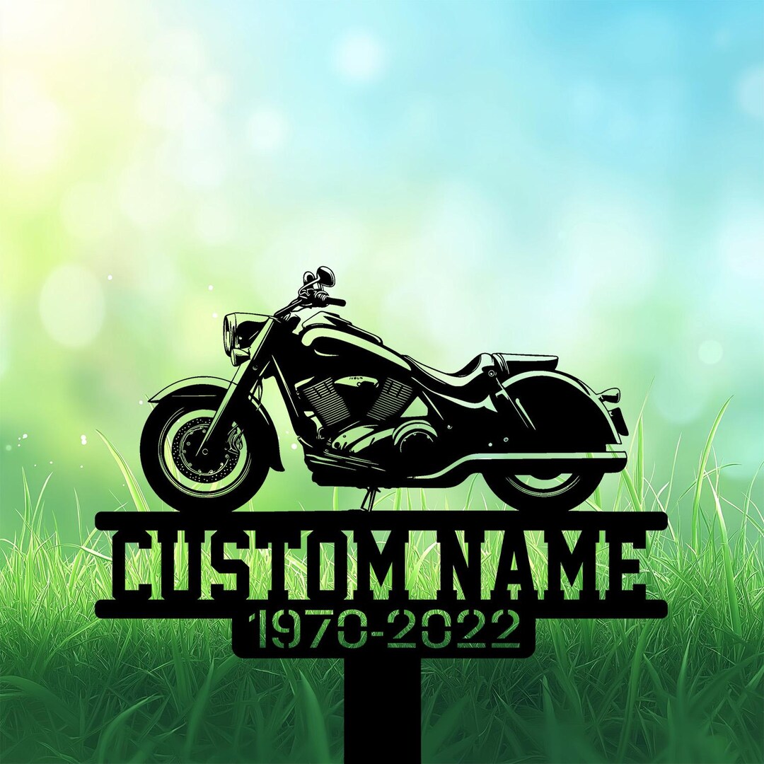 Personalized Motorcycle Memorial Garden Stakes, Motorcycle Grave Marker ...