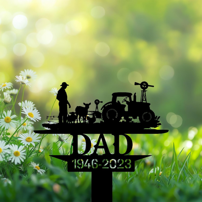 Personalized Farmer Memorial Garden Stake, Farmer With Farm Animals and ...