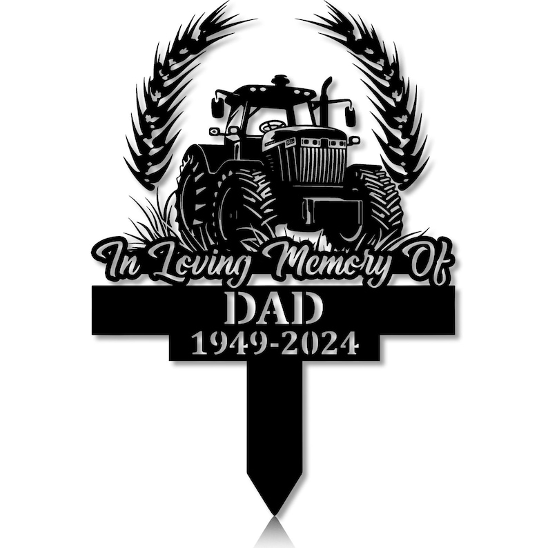 Personalized Farming Fields Memorial Metal Stake, Farmer Memorial Sign ...