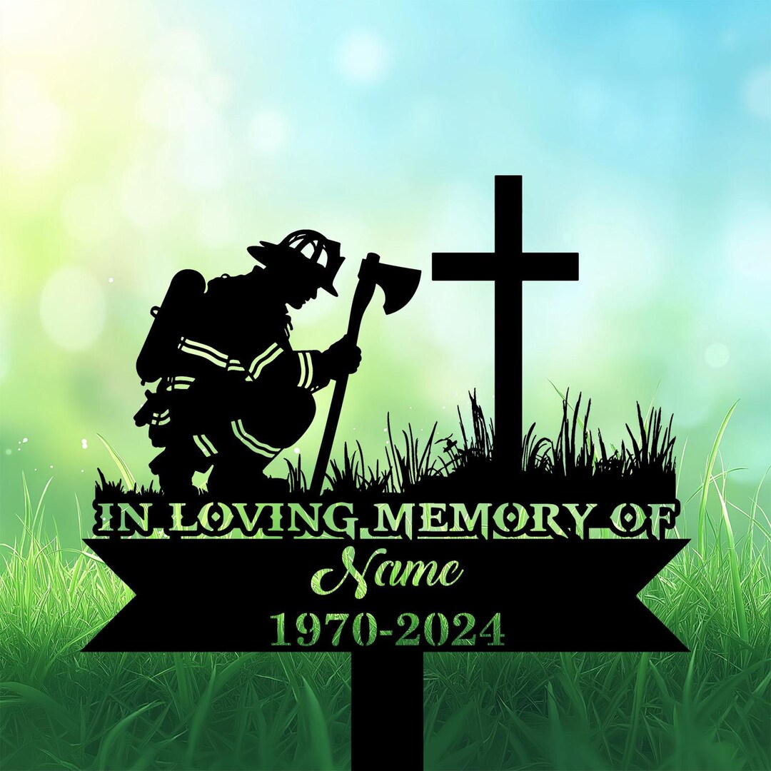 Personalized Firefighter Memorial Garden Stakes, Christian Firefighter ...