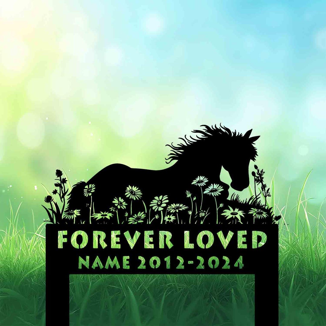Personalized Pony Horse Memorial Stake Sleeping on Daisy Flowers ...