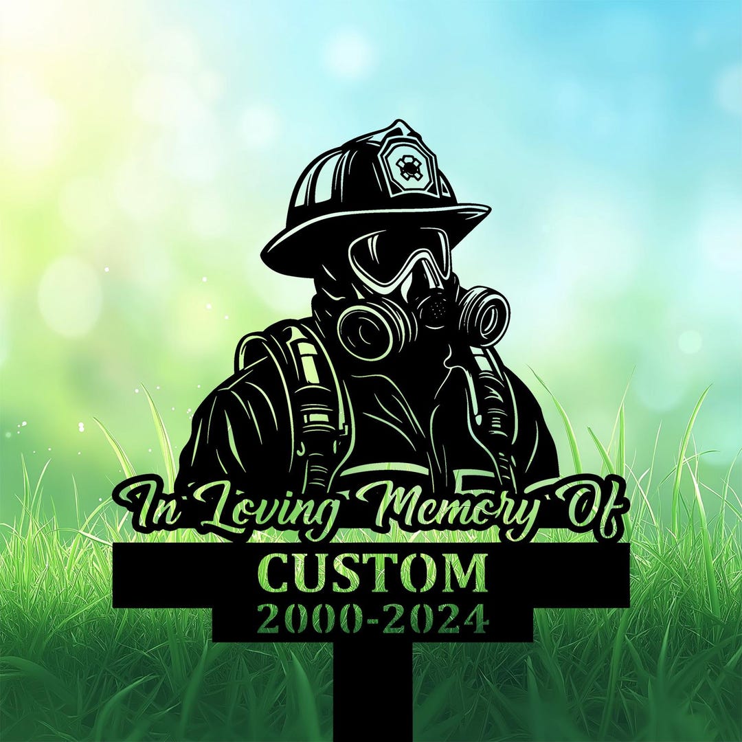 Personalized Firefighter Memorial Garden Stakes Firefighter Grave ...