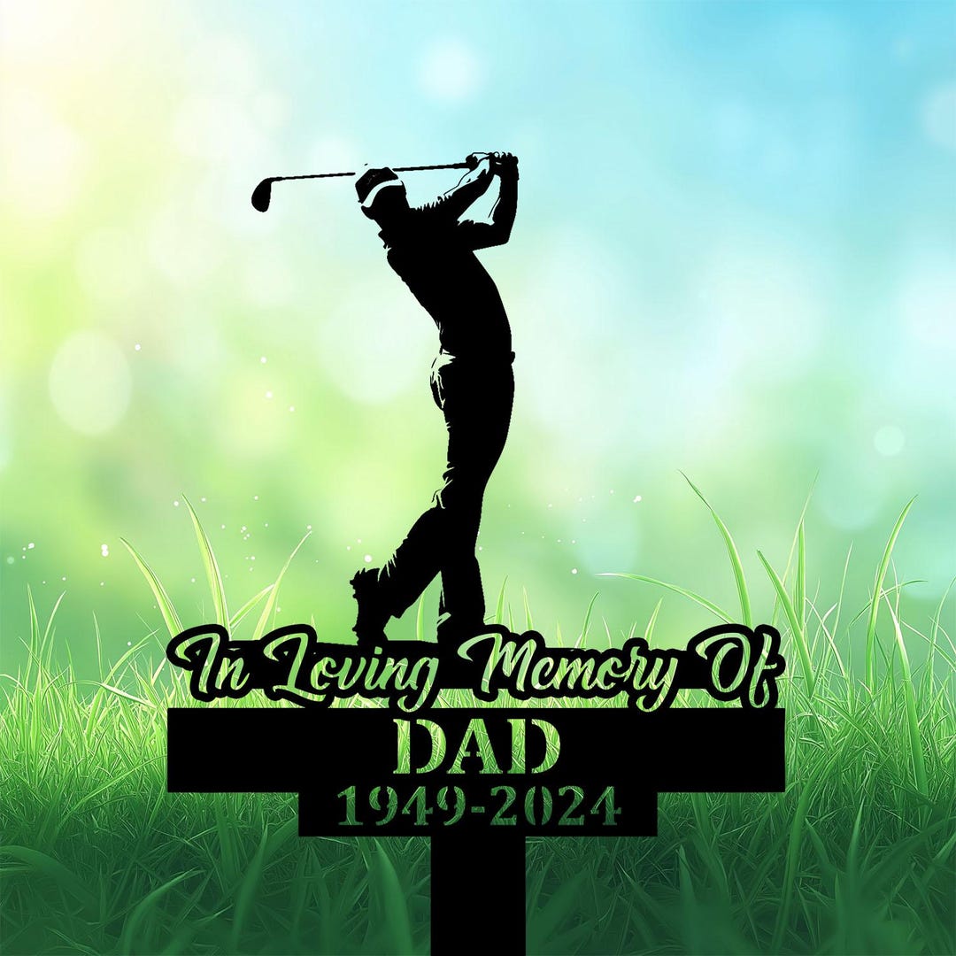 Personalized Golfer Grave Marker, Tribute to Golfing Dad With Swing ...