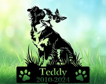 Personalized Border Collie Memorial Garden Stakes, Border Collie Dog ...