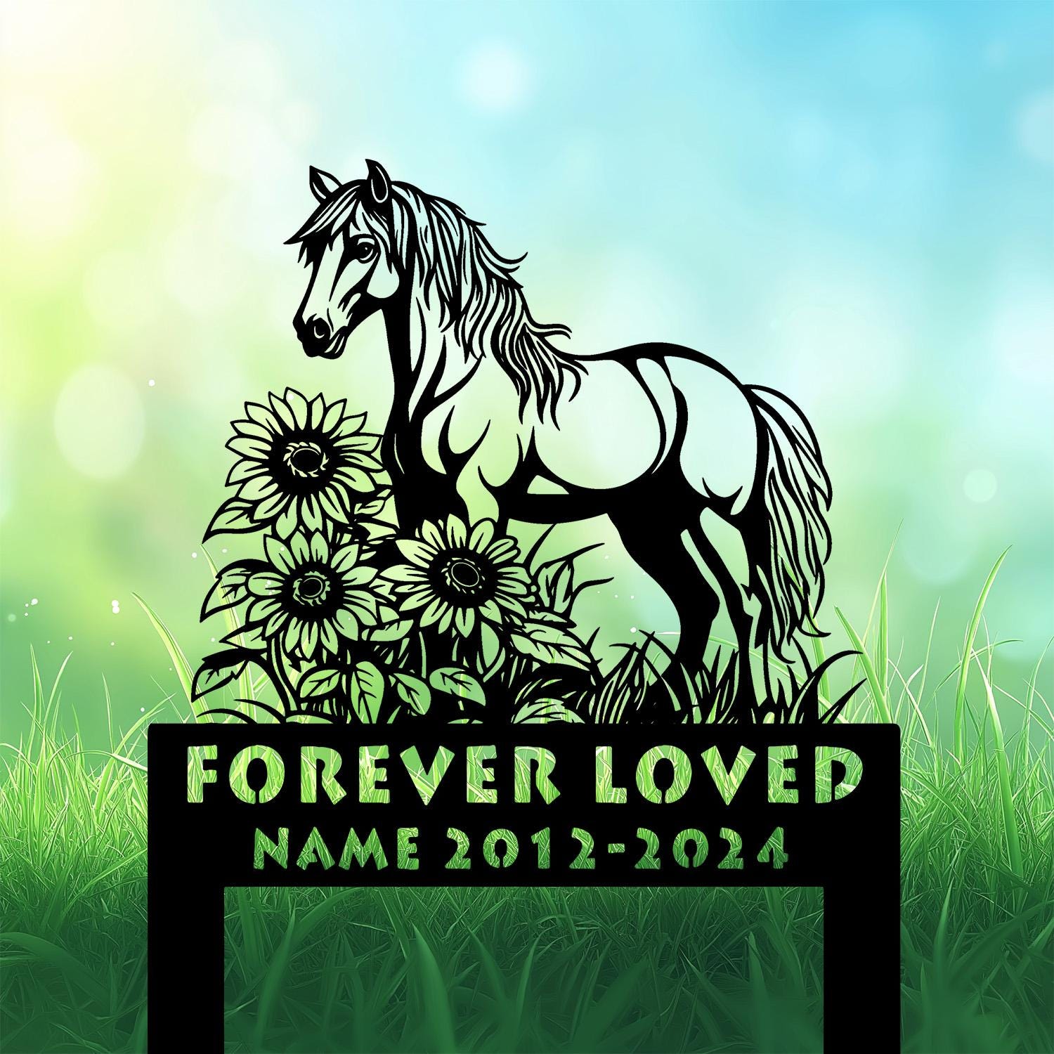 Personalized Pony Horse Memorial Stake With Sunflowers – Custom Grave ...