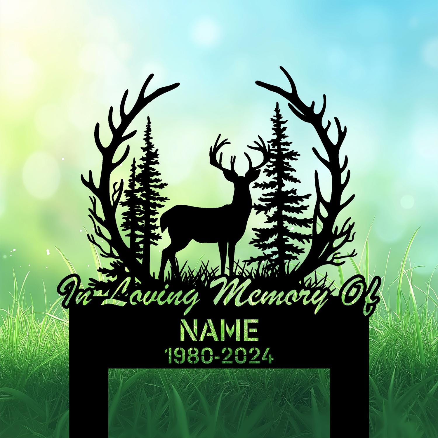 Personalized Hunter Memorial Garden Stakes, Deer Antlers Deer Hunting ...