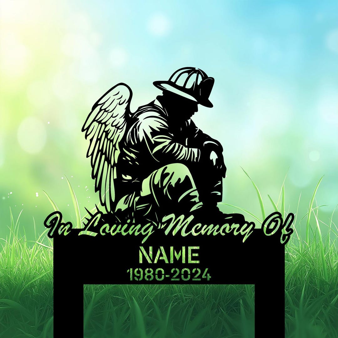 Personalized Firefighter Memorial Garden Stakes, Angel Firefighter ...