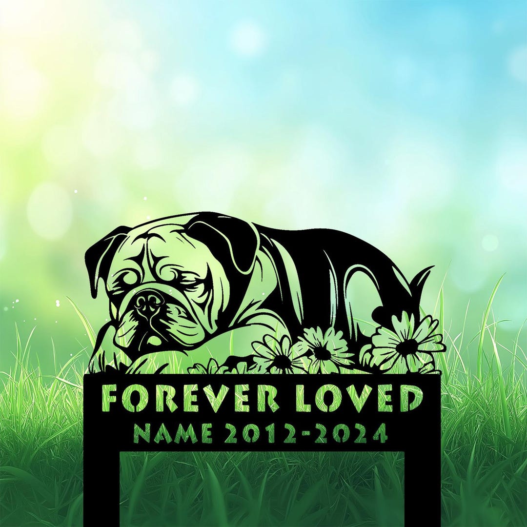 Personalized English Bulldog Grave Marker, English Bulldog Sleeping in ...