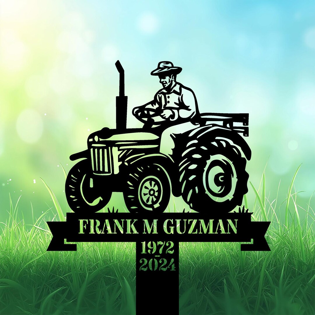 Personalized Farmer Memorial Sign, Custom Tractor Metal Wall Art ...