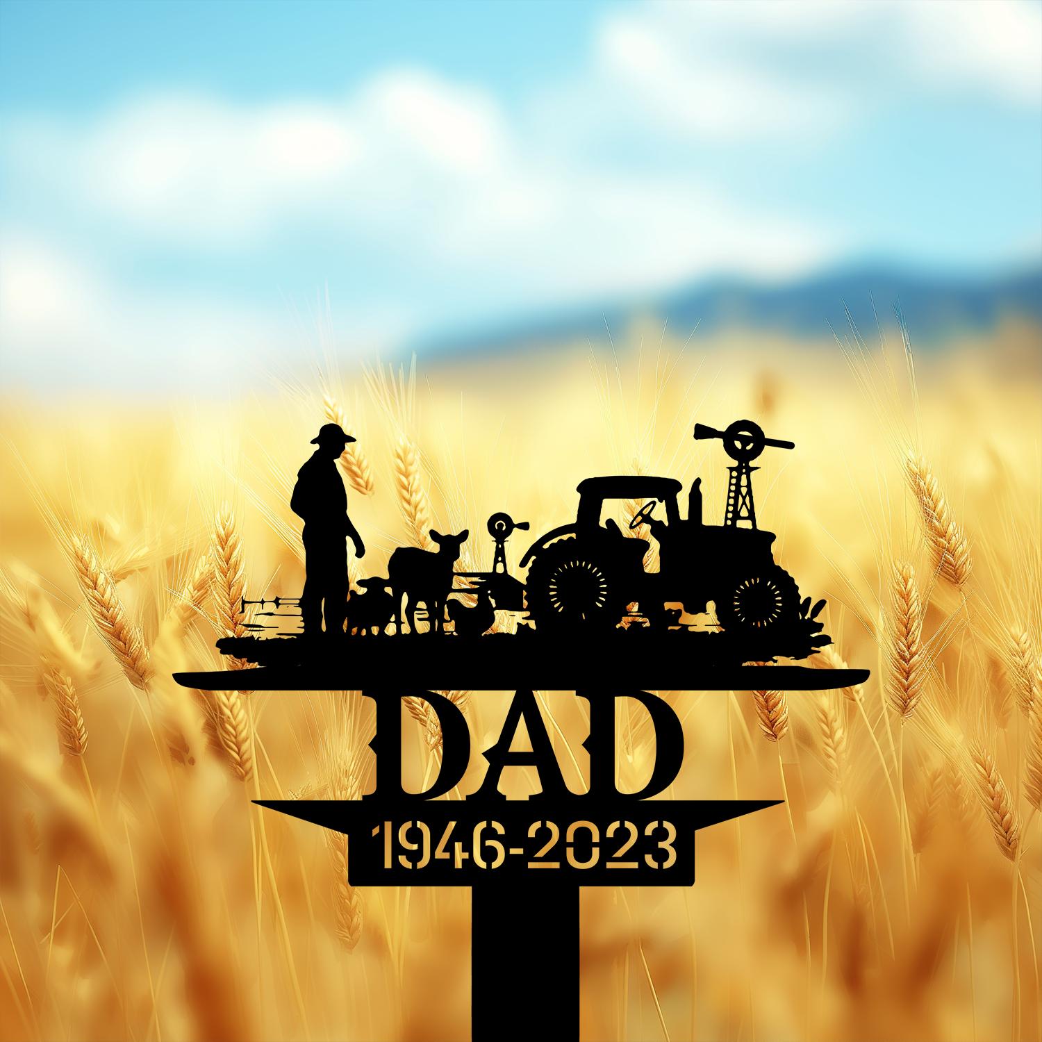 Personalized Farmer Memorial Garden Stake, Farmer With Farm Animals and ...