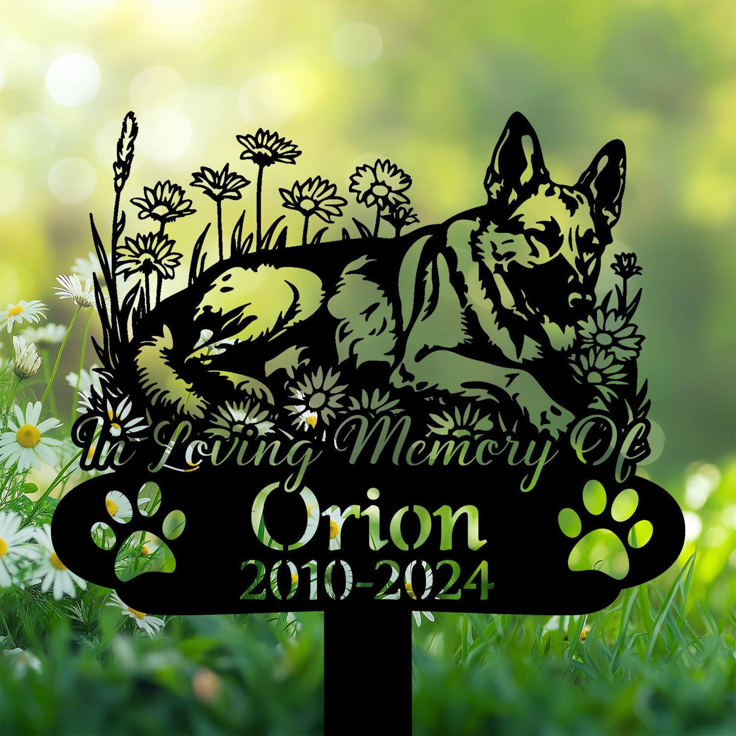 Personalized German Shepherd Grave Marker, German Shepherd Dog Daisy ...