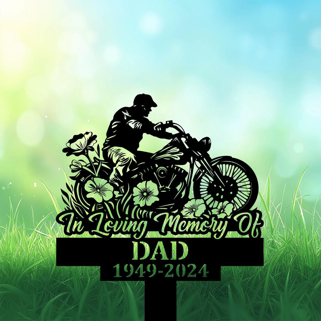 Personalized Motorcycle Memorial Garden Stakes, Motorcycle Poppy ...