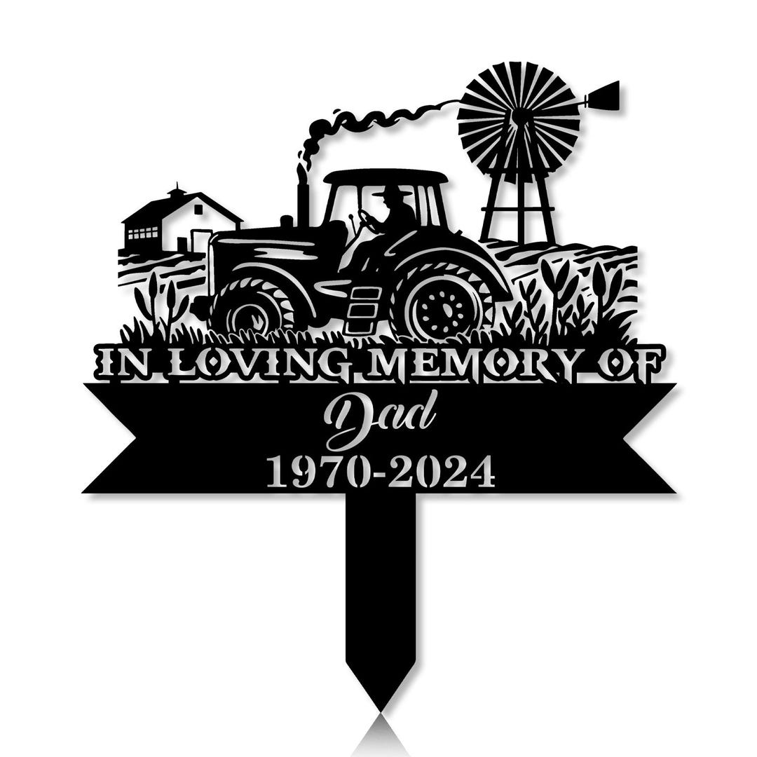 Personalized Farmer Memorial Garden Stake Metal, Farming Heaven Fields ...