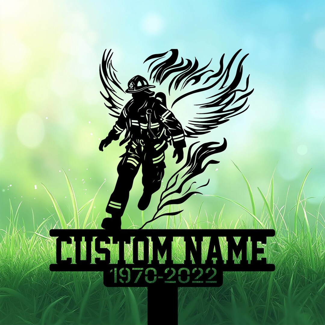 Personalized Firefighter Memorial Garden Stakes, Firefighter Grave ...