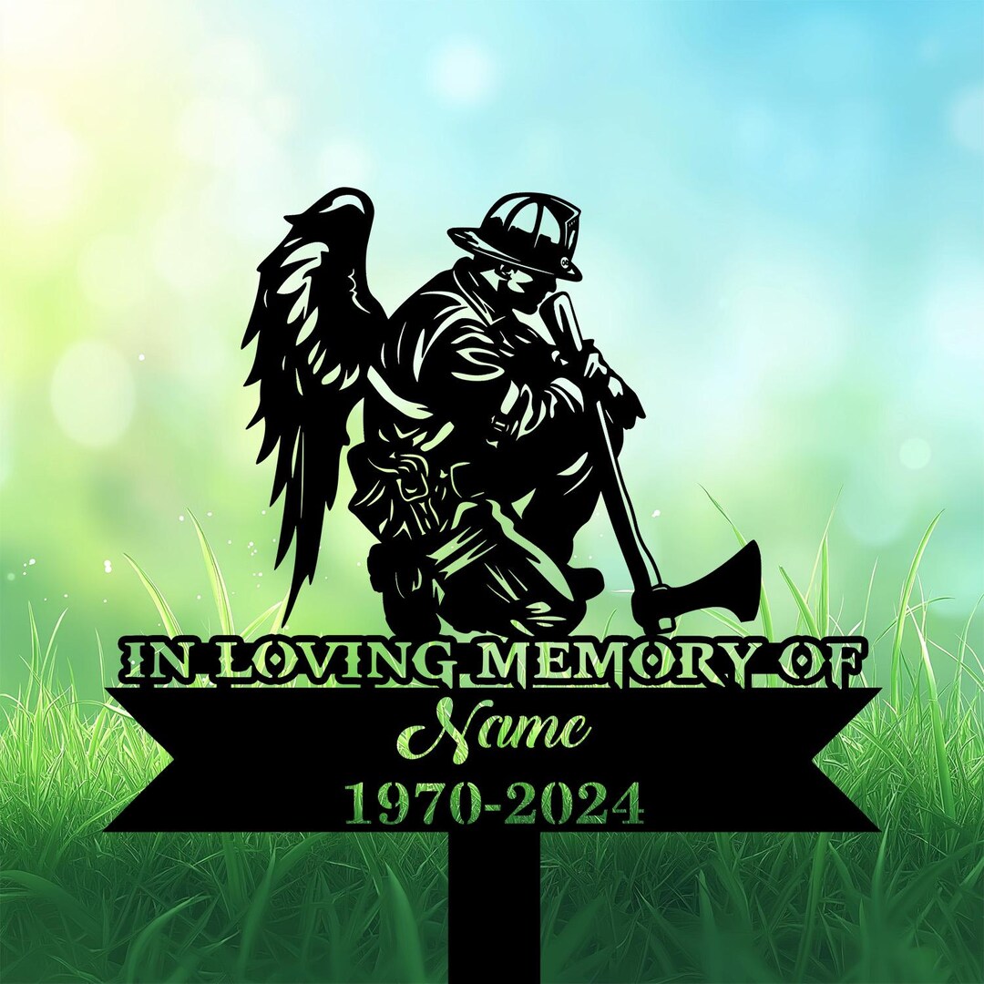 Personalized Firefighter Memorial Garden Stake – Christian Firefighter ...