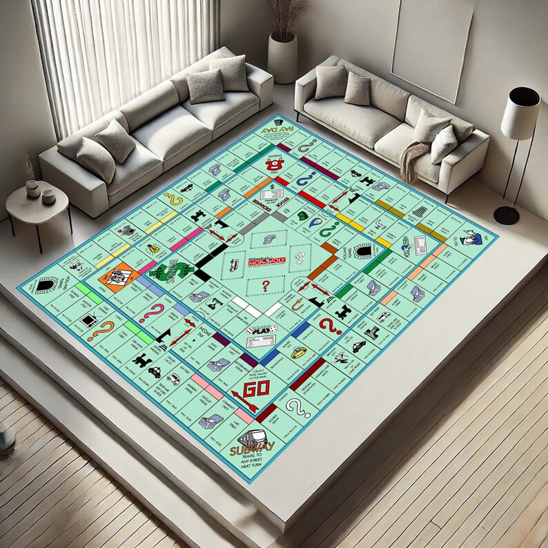 Monopoly Rug, Monopoly, Entertainment Rug, Game Rug, Board Game Rug ...