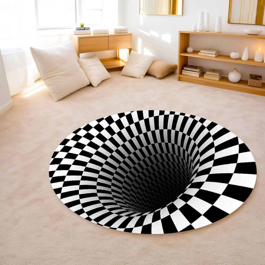 Illusion Rug, Vortex Rug, 3D Vortex Rug, Round Optical Illusion Rug ...