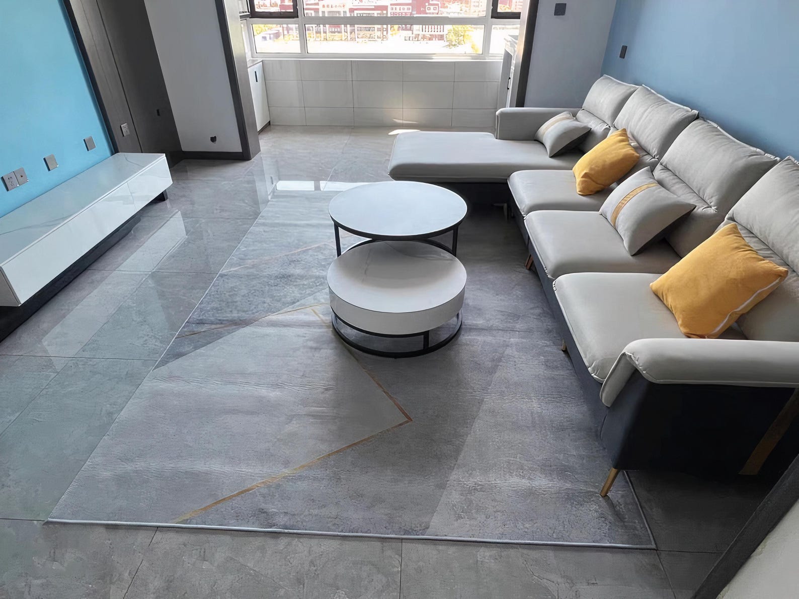 Meditation Yoga Rug, Breathing Exercise Rug, Teal Yellow Labyrinth ...