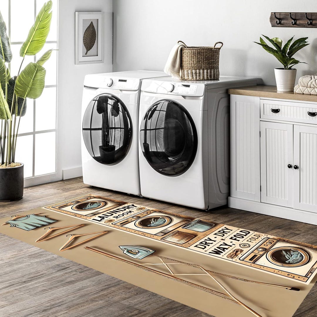 Wash and Dry,machine Washable Rug,beige Runner,laundry Room Runner ...