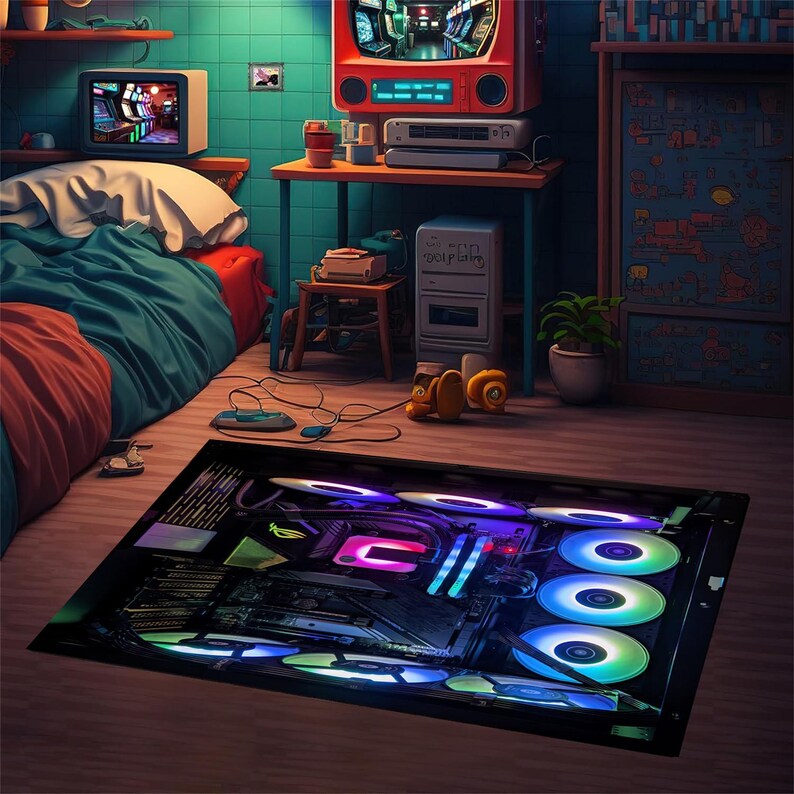 Game Pc Rug,pc Case Rug,gamer Pc Rug,gaming Pc Rug,game Rug,colorful ...