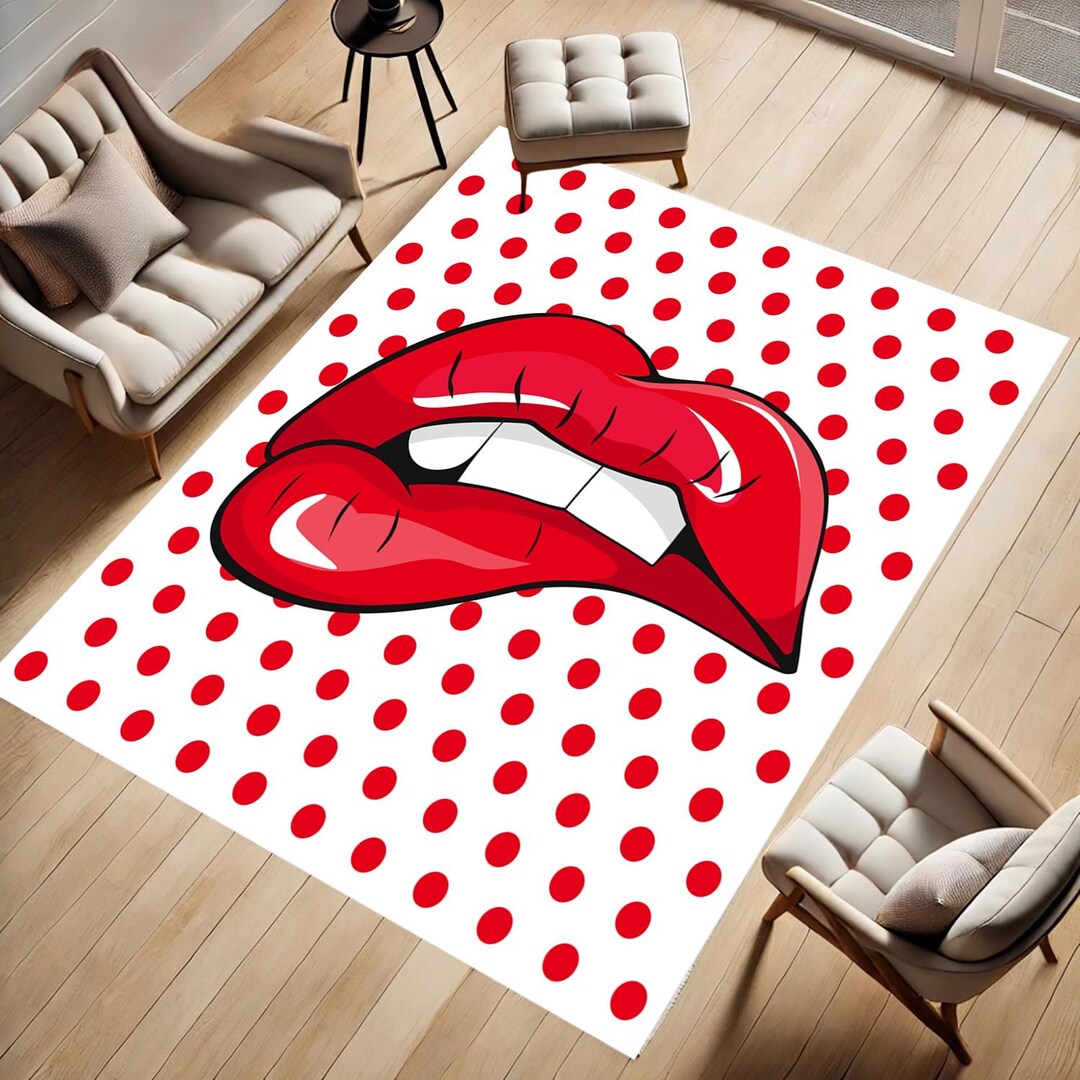 Lips Logo Stones Rug,red Lip Rug, Themed Rock Rug, Legend Bands ...