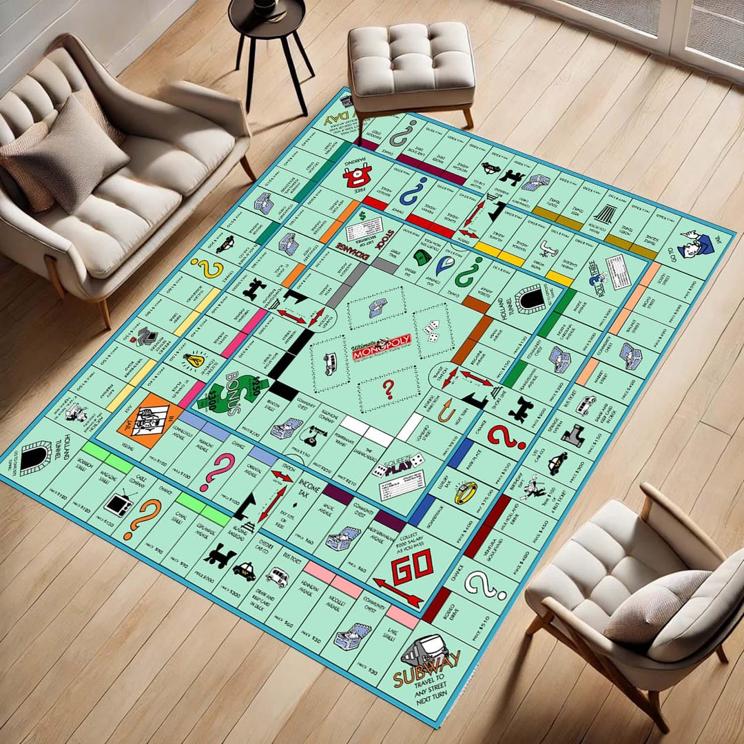 Monopoly Rug, Monopoly, Entertainment Rug, Game Rug, Board Game Rug ...