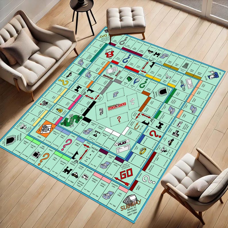 Monopoly Rug, Monopoly, Entertainment Rug, Game Rug, Board Game Rug ...