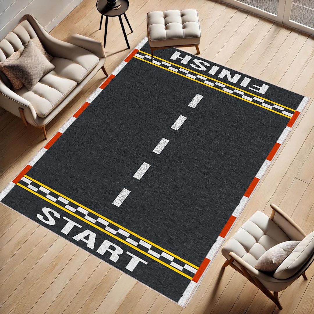 Race Track, Race Track Rug,start Line,finish Line,hallway Rug,long ...