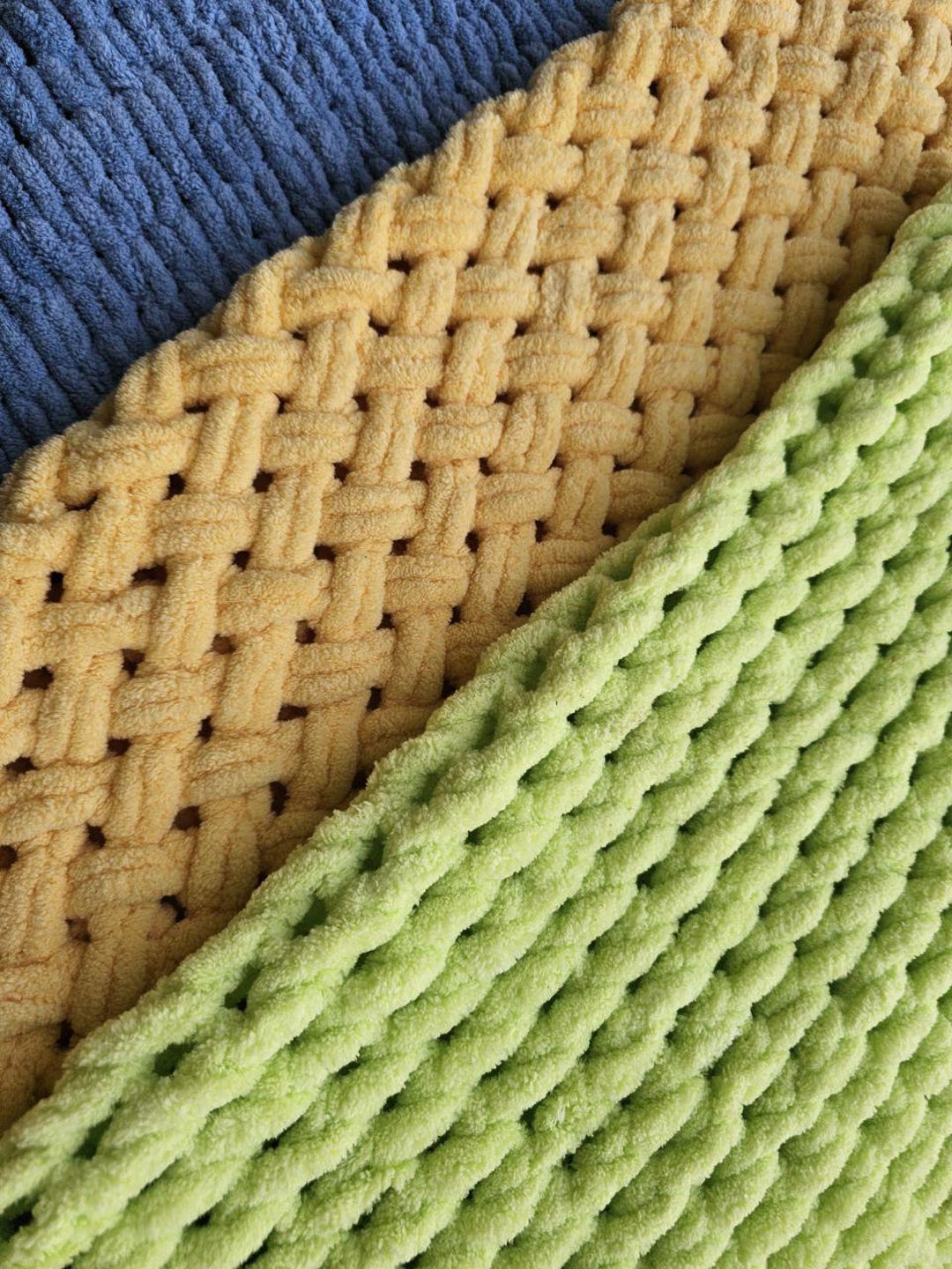 Set 3 Patterns, Chunky Knit Blanket, Pdf Video Download for Beginner ...
