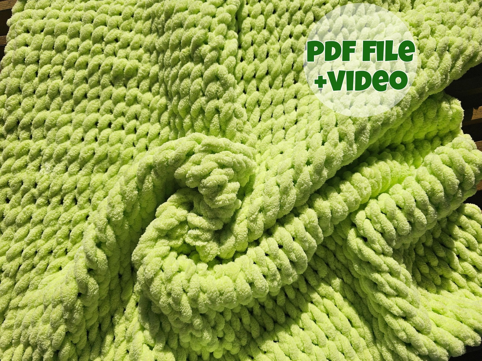 Beginner Chunky Finger Knitting Pattern - Alize Puffy Blanket PDF ...