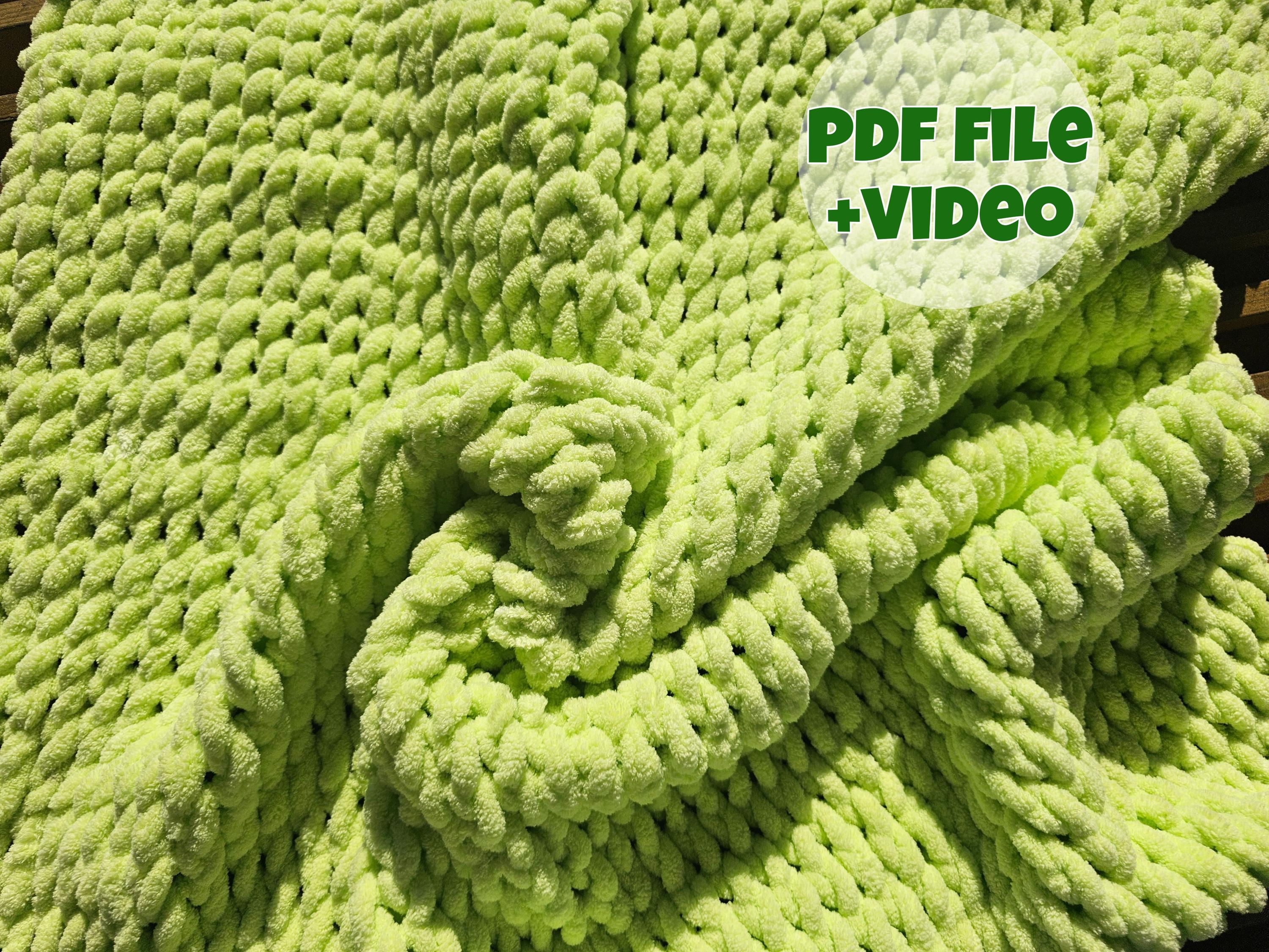 Beginner Chunky Finger Knitting Pattern - Alize Puffy Blanket PDF Download, Quick Knit Home ...