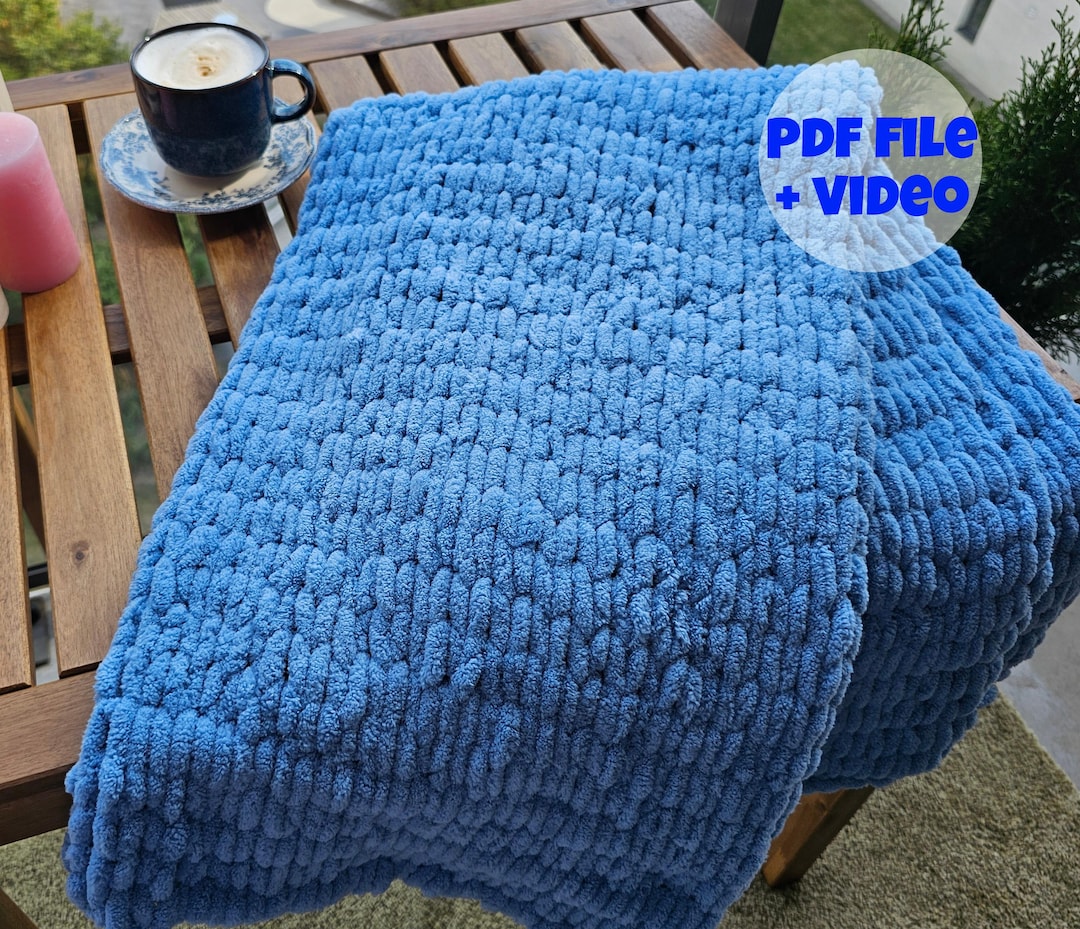 Alize Puffy Blanket Pattern, Chunky Knit Blanket Pattern Pdf, Finger ...