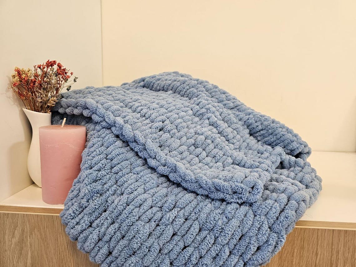 Alize Puffy Blanket Pattern, Chunky Knit Blanket Pattern Pdf, Finger ...