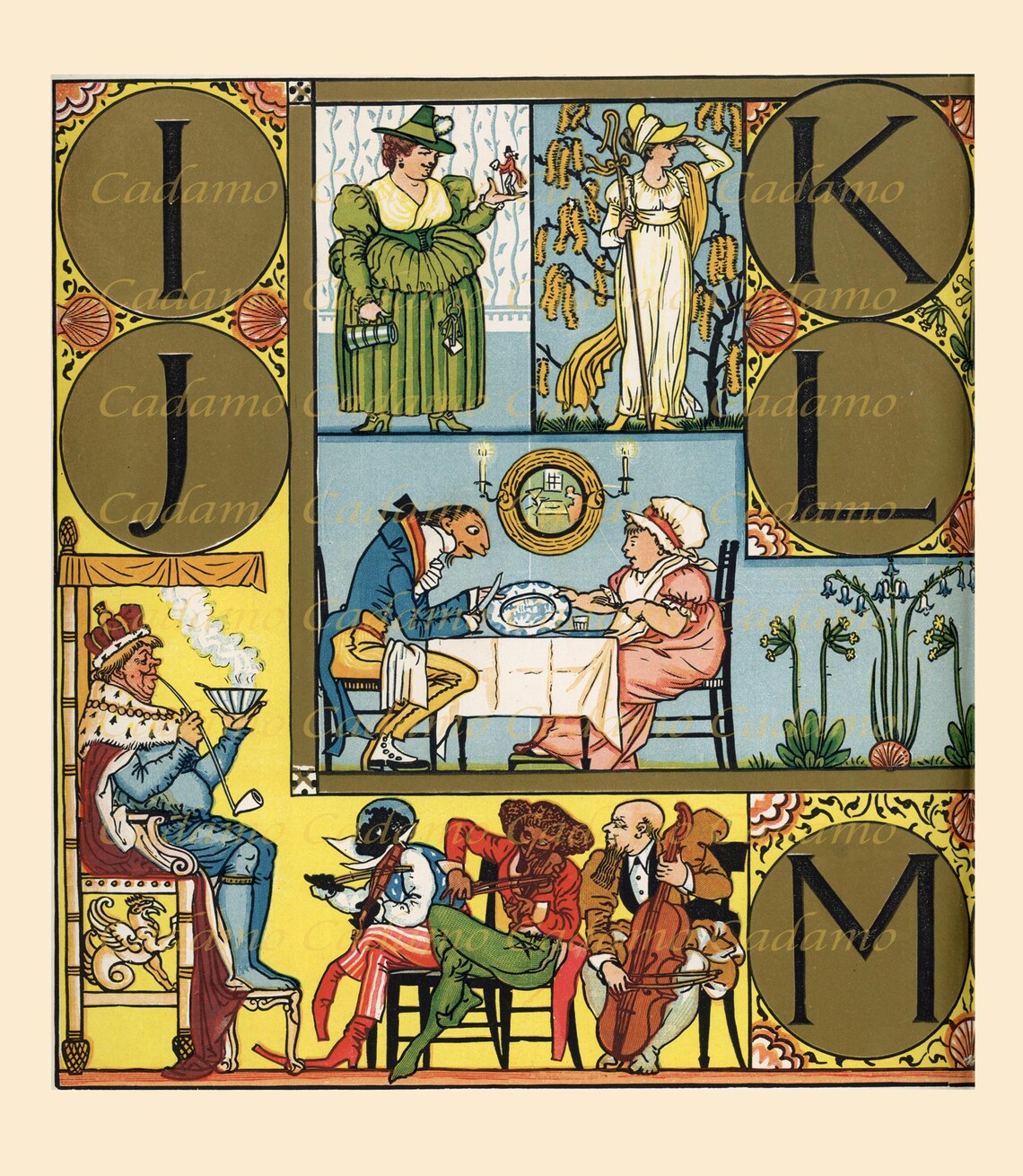 Alphabet Friends Illustrated by Walter Crane From a C.1875 Edition of ...