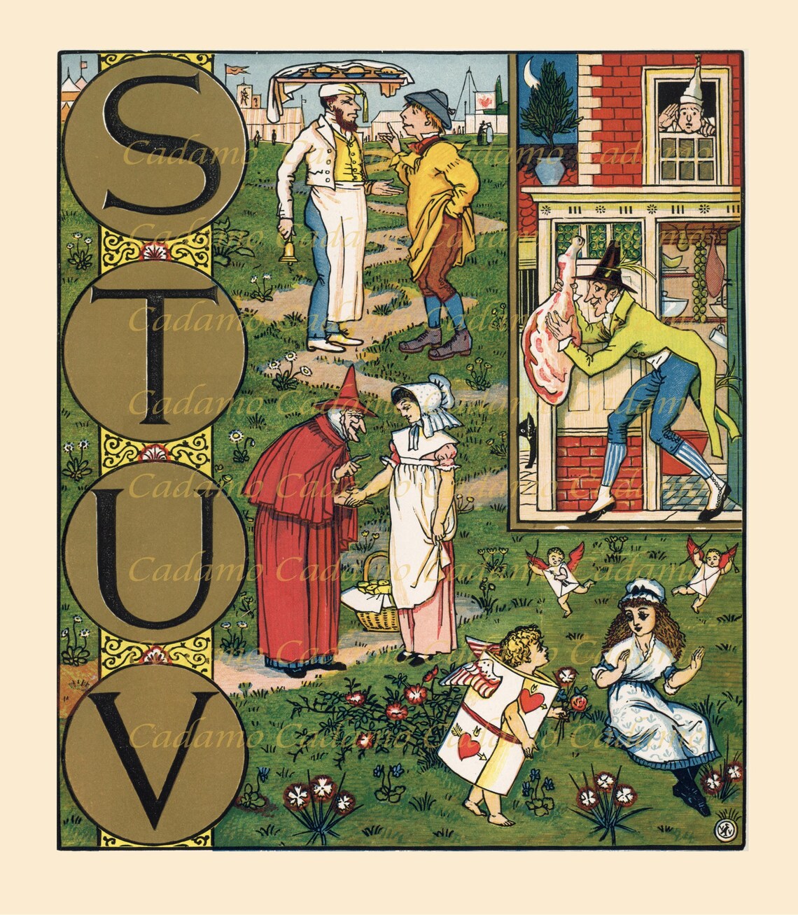 Alphabet Friends Illustrated by Walter Crane From a C.1875 Edition of ...