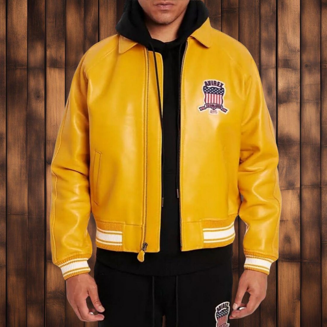 Mens Avirex Genuine Real Leather Bomber Jacket Classic American Flight ...