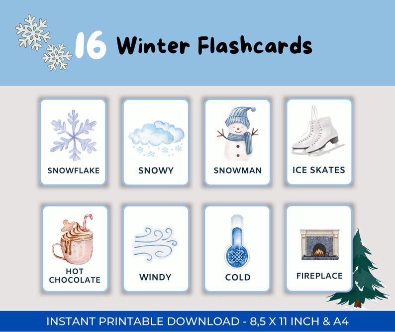 16 Winter Flashcards | Winter Flashcards | Nature Cards | Winter ...