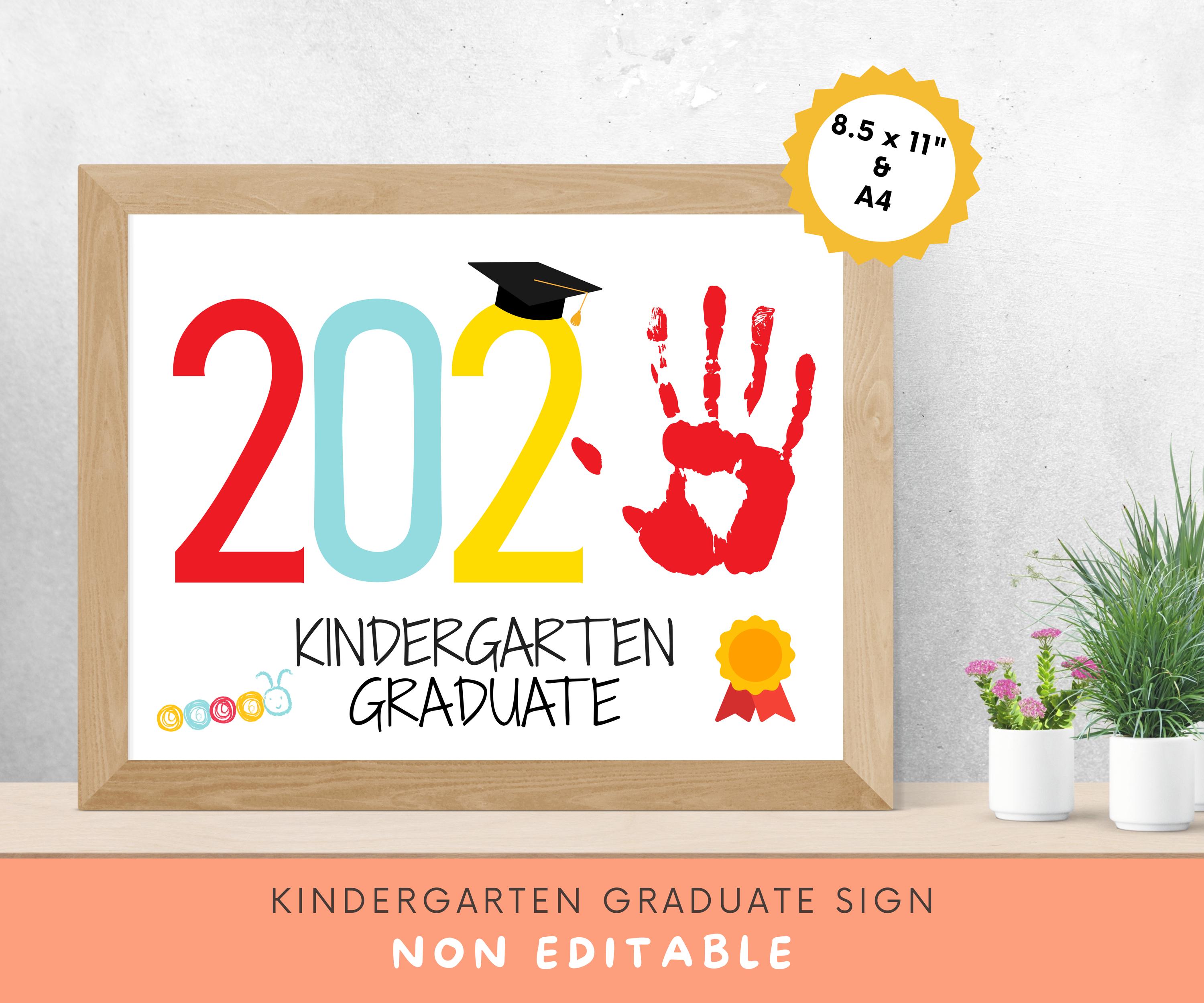 Kindergarten graduation sign 2025 | handprint art | kids diploma | last ...