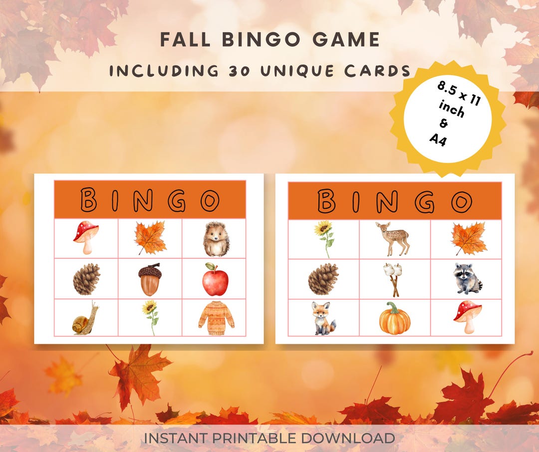 Fall BINGO Game | Autumn BINGO Game | Thanksgiving Game | Family Bingo ...