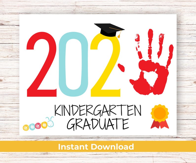 Kindergarten graduation sign 2025 | handprint art | kids diploma | last ...