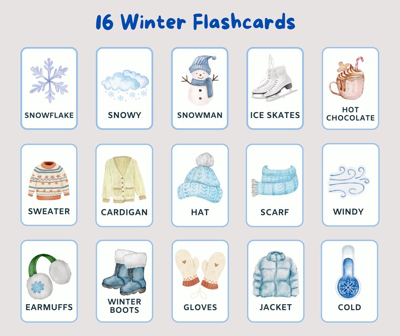 16 Winter Flashcards | Winter Flashcards | Nature Cards | Winter ...