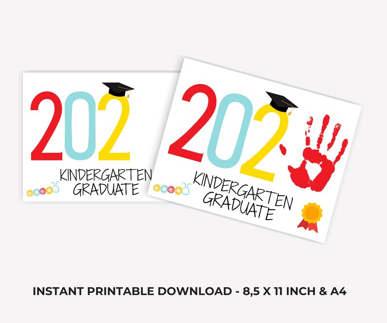 Kindergarten graduation sign 2025 | handprint art | kids diploma | last ...