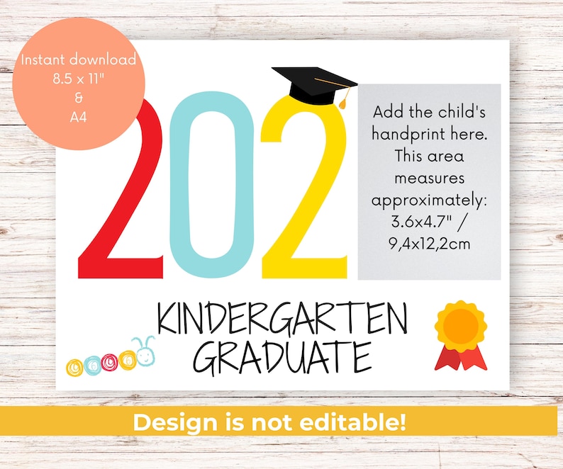 Kindergarten graduation sign 2025 | handprint art | kids diploma | last ...