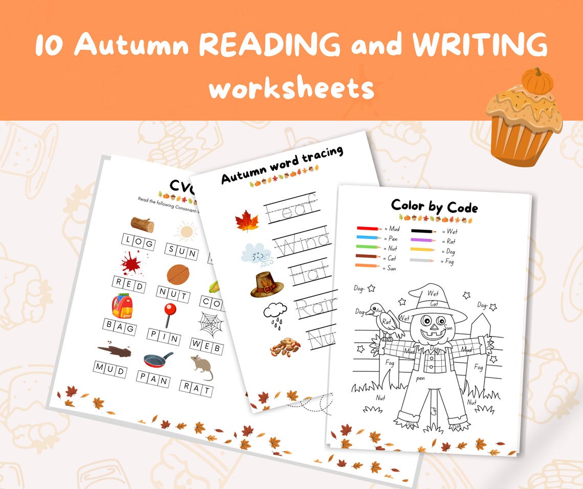 28 Pages Fall Worksheets & Activity Book for Kindergarten and First ...