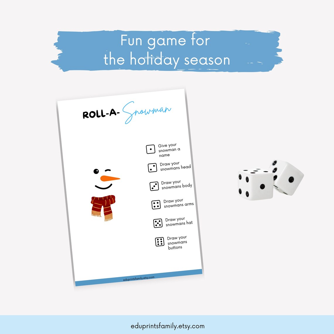 Holiday Dice Game Bundle | Roll A Gingerbread House | Roll A Snowman ...