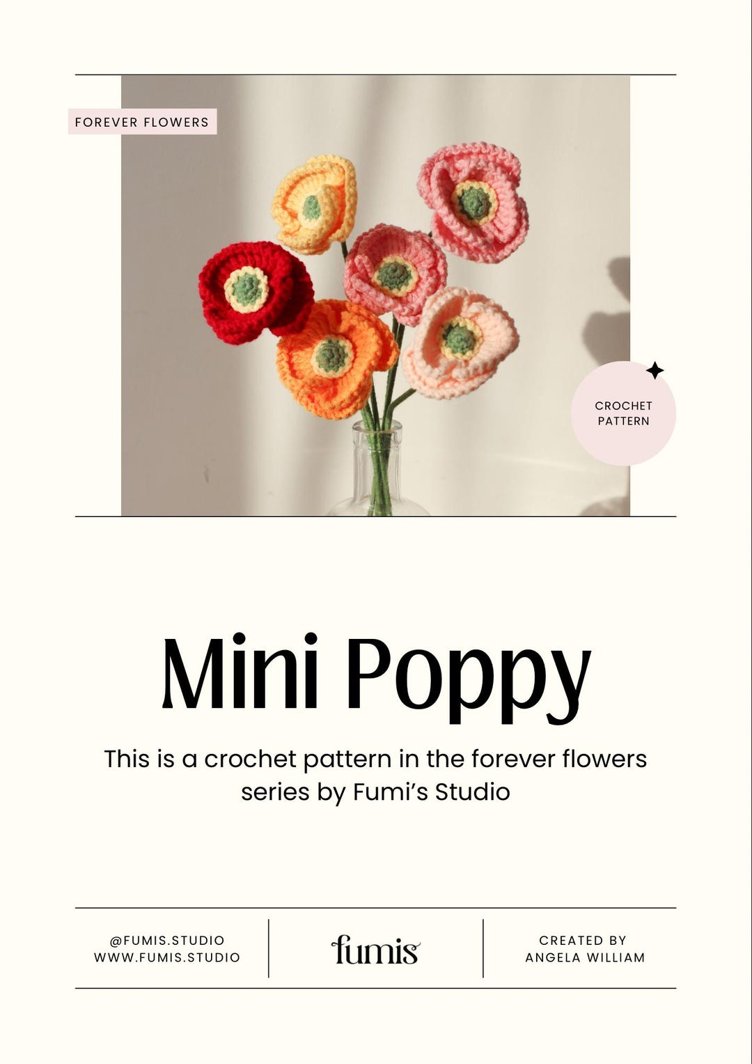 Mini Poppy Crochet Pattern – Easy! DIY Crochet Flowers for Home Decor ...
